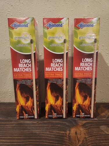 3 Diamond Long Reach Matches 75 Count box = 225 Total - Long Burn Time ...