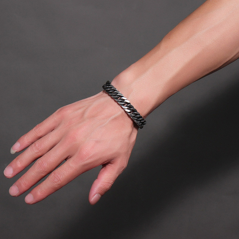 8" Retro Gray Punk Party Bangles Male Jewelry Stainless Steel Chain Men ...