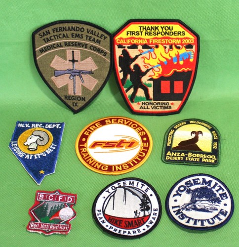 8 Vintage California FIRE, RESCUE, SERVICE PATCHES + Yosemite Patches ...