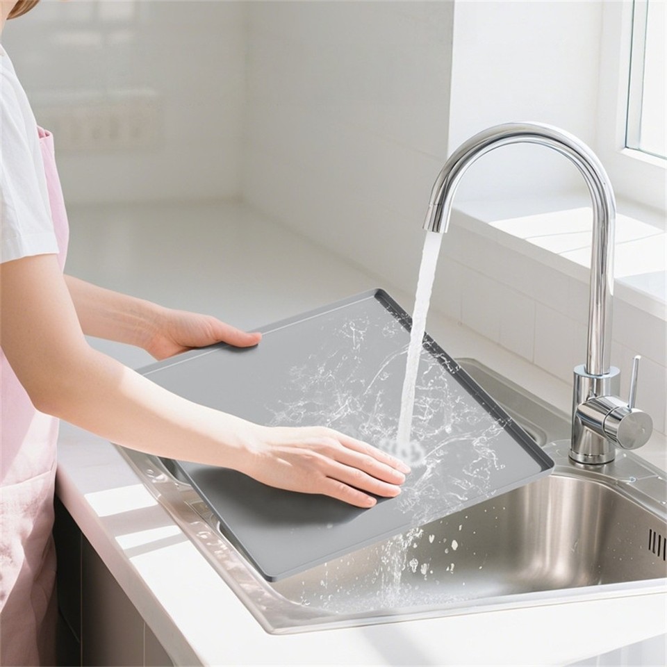 50x50cm Raised Edge Silicone Mat for Fridge Nonslip Drip Pan Floor ...
