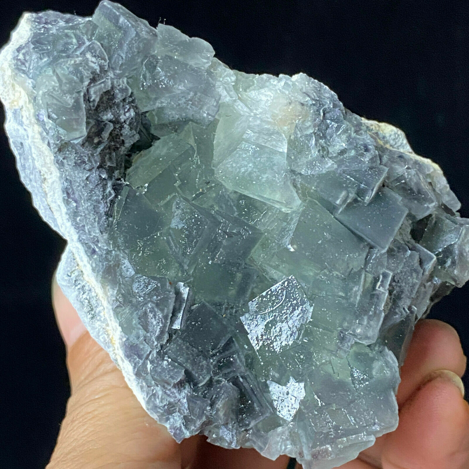 192g Translucent Green/Greyish Ladder Cubic Fluorite Crystal Mineral ...