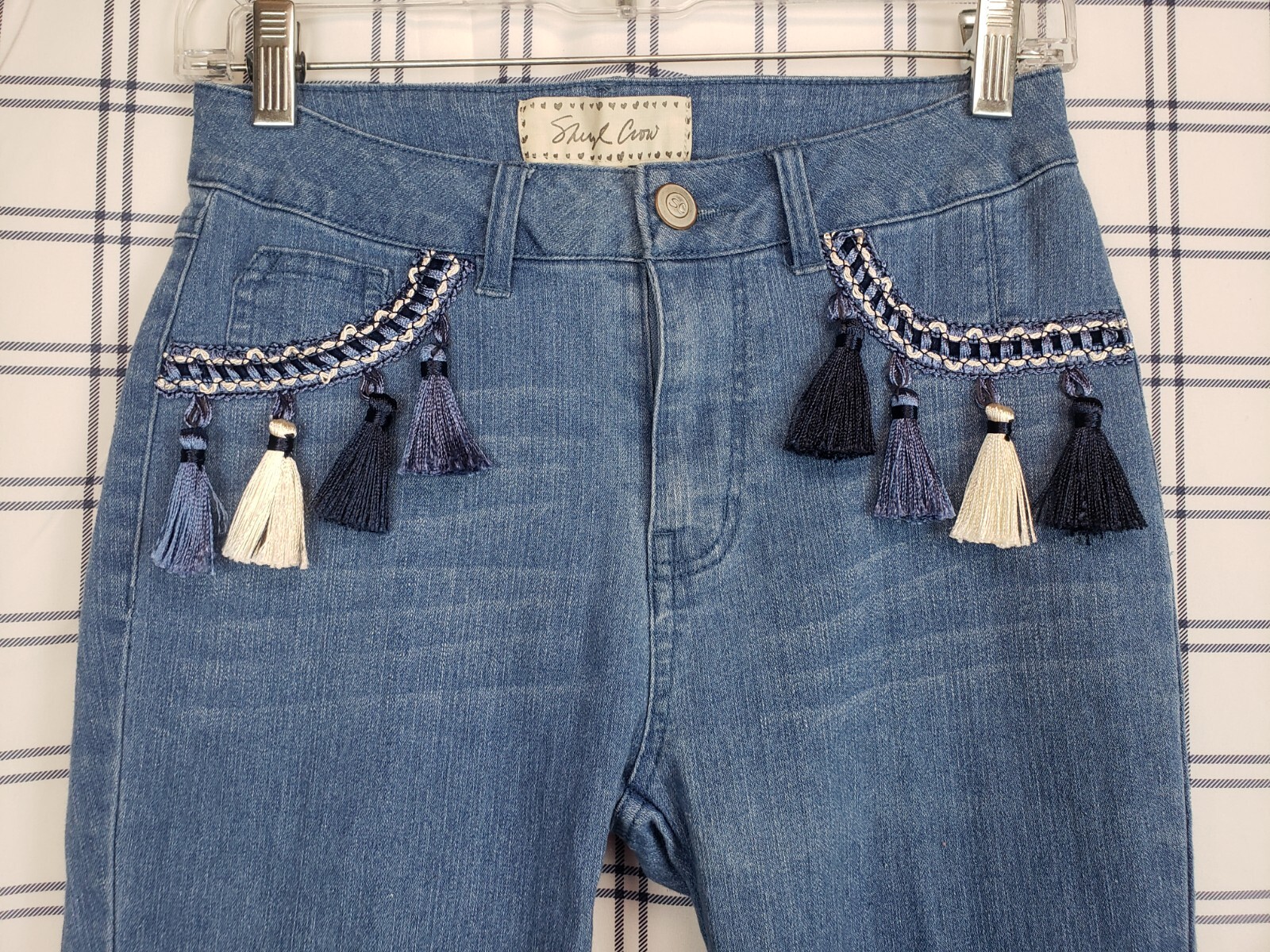 Sheryl Crow Tassel Embroidered Flare Jeans INDIGO Siz… - Gem