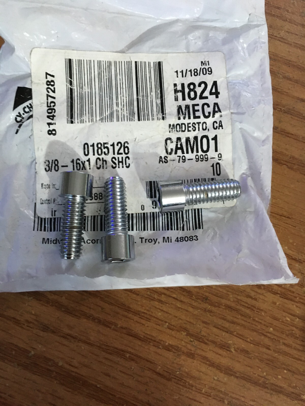 (3) 3/8"-16 x 1" ASTM A574 Hex Drive Chrome Finish Alloy Steel Socket ...