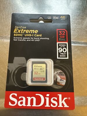 SanDisk 32GB Extreme SDHC UHS-I Memory Card - 90MB/s NEW In Package! | eBay