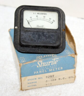 Shurite 307 950 D.C. Milliamperes Analog Panel Meter in Box ~ Excellent ...