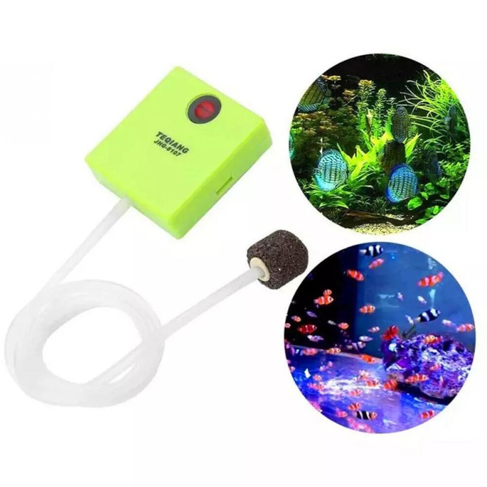 Aquarium Oxygen Aerator Air Pump Fish Tank Air Stone Battery Operated ...