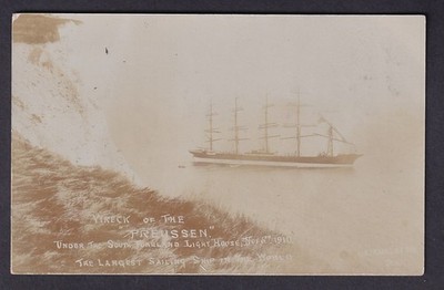 Maritime Shipping wreck 'Preussen' aground near Dover 1910 RPPC by ...