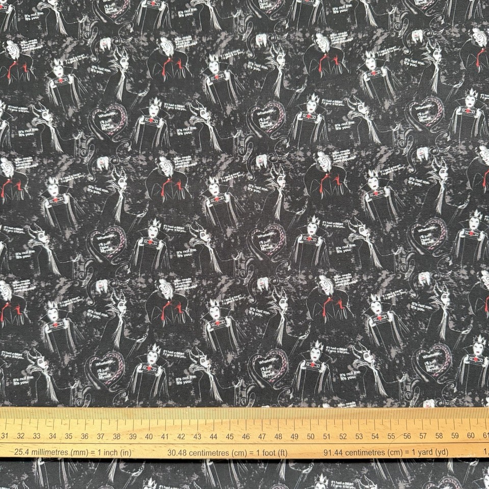 Disney Villains Maleficent Evil Queen Character Fabric Fat Quarter Poly ...