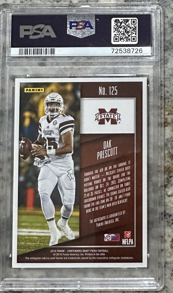 DAK PRESCOTT 2016 PANINI CONTENDERS COLLEGE ROOKIE TICKET PSA 9 AUTO 10 ...