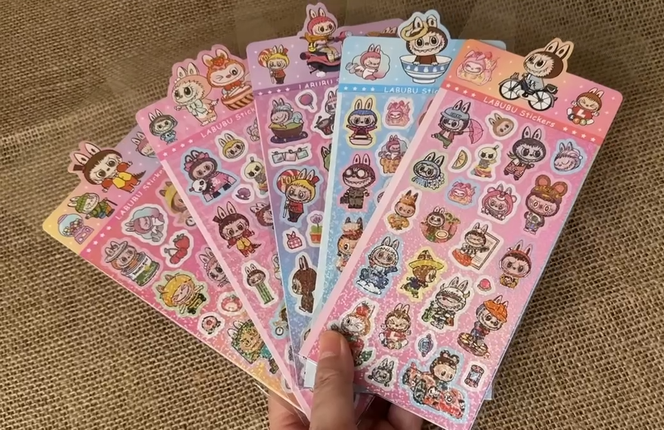 4 Sets (~100) Holographic Labubu Sticker Sheets, 18 Set, Laptop sticker ...