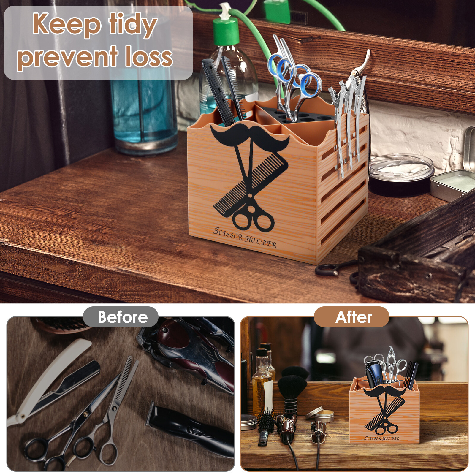 Salon Shear Holder with 4 Compartments Compact Hair Cutting Scissors🐕 ...