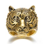 Stainless Steel Gold Plated Men's Tiger Head Ring For Men Size 7 8 9 10 ...