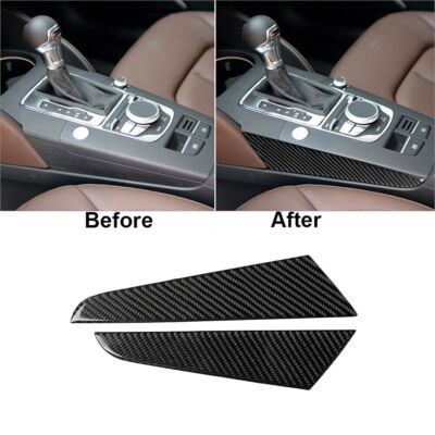 2Pcs Carbon Fiber Interior Gear Shift Side Cover Trim For Audi A3 2014 ...