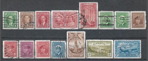 1937-1946 CANADA 15 USED Stamps (Sc.#231-233,237,241,249 ...