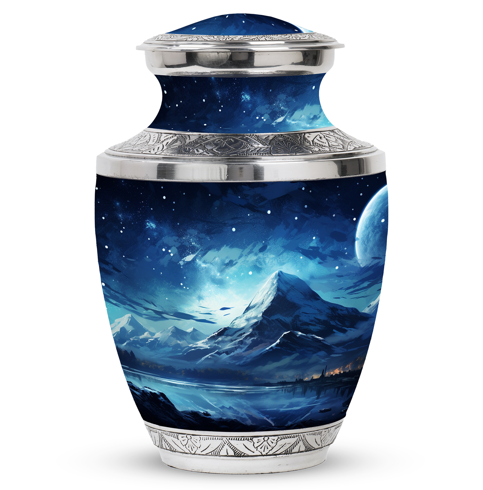 Miniature Urns For Ashes Moonlit Mountain Majesty (10 Inch) Large Urn ...