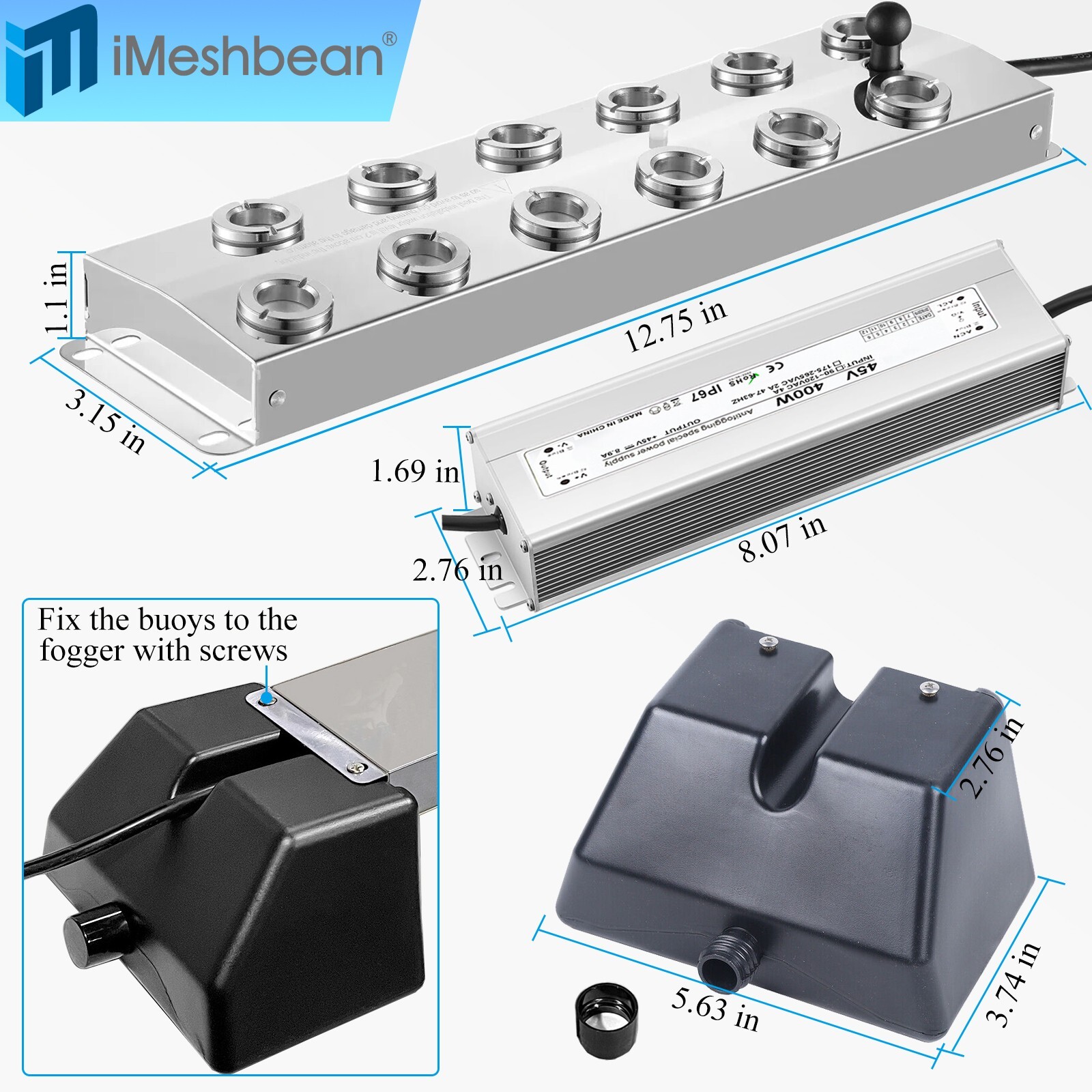 12 Heads Ultrasonic Mist Maker Fogger Humidifier w/ Rainproof ...