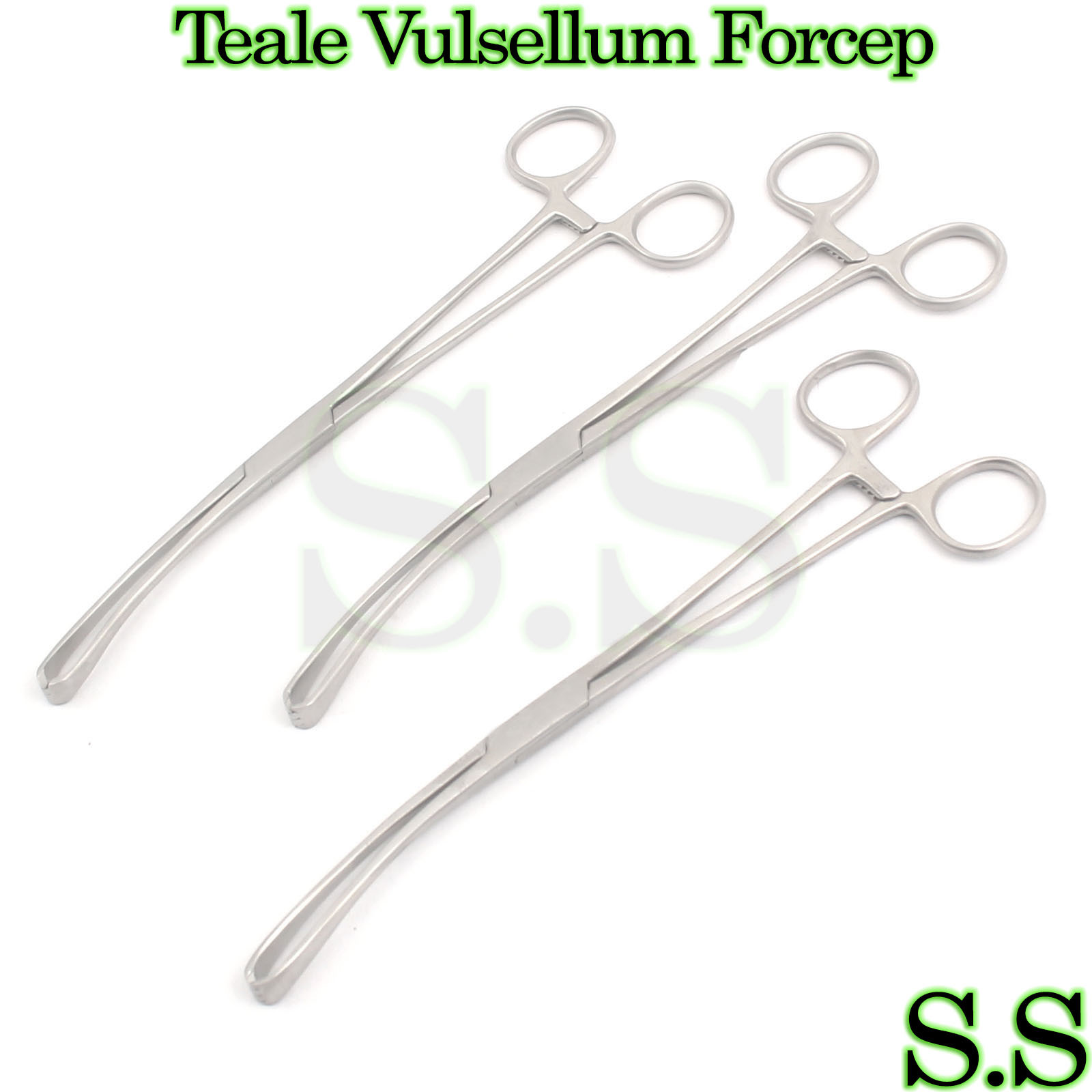 3 Pcs Teale Vulsellum Surgical Forcep 9" Teeth 4X3 Uterine Veterinary ...