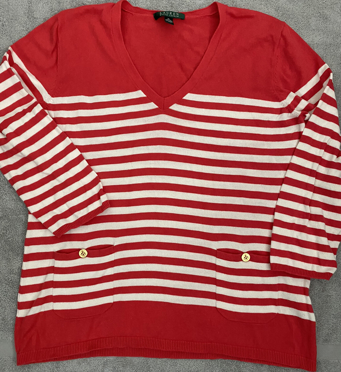 Lauren Ralph Lauren Sweater Women’s Xl Red And White … - Gem