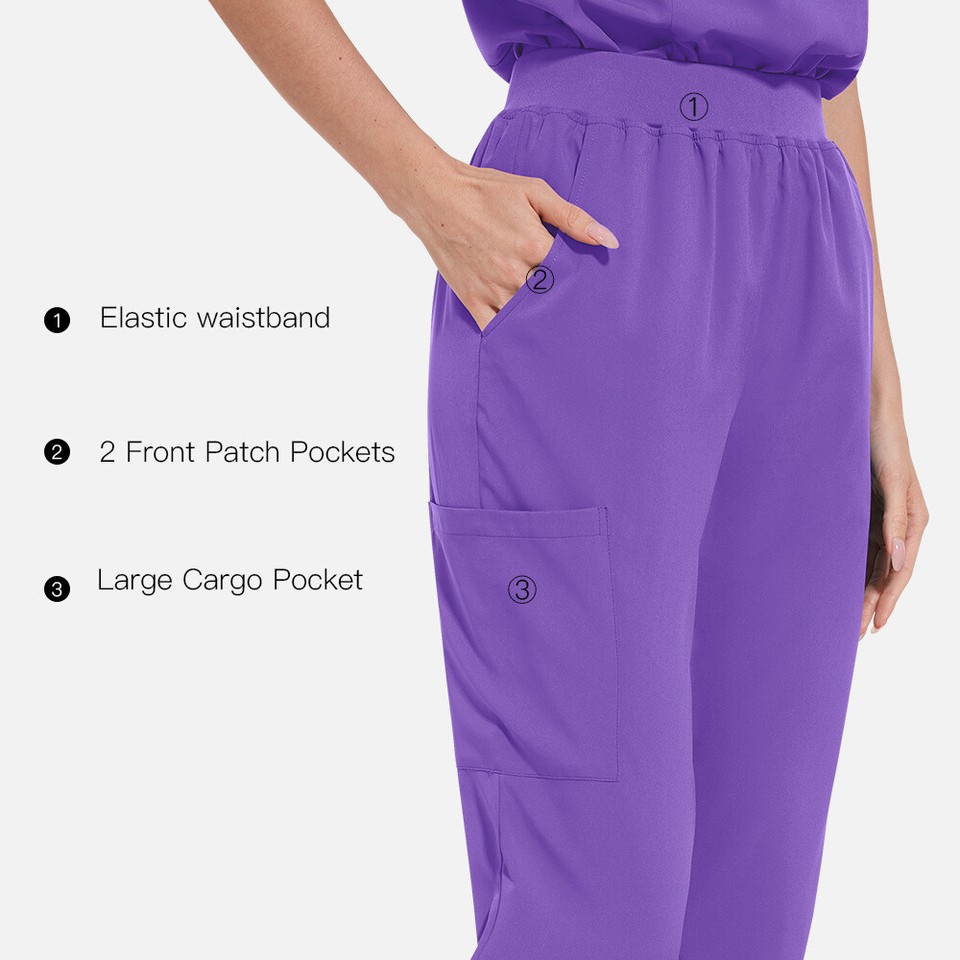 Stretch Jogger Medical Nurse Salon Scrub Uniform Women Scrub Sets Tops ...