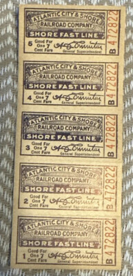 Early 1900’s Shore Fast Line NJ Railroad tickets***RARE***ATLANTIC CITY ...