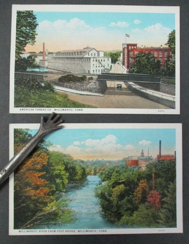 Lot of 2 WILLIMANTIC, CT Postcards, American Thread Co. & River from ...