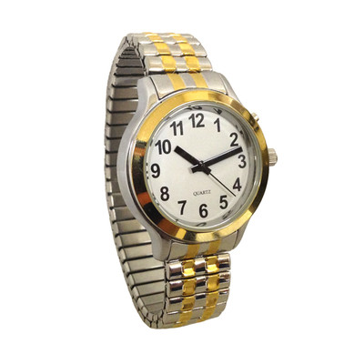 Ladies One Button Talking Watch Gold and Chrome Expansion Two Tone, 2 ...
