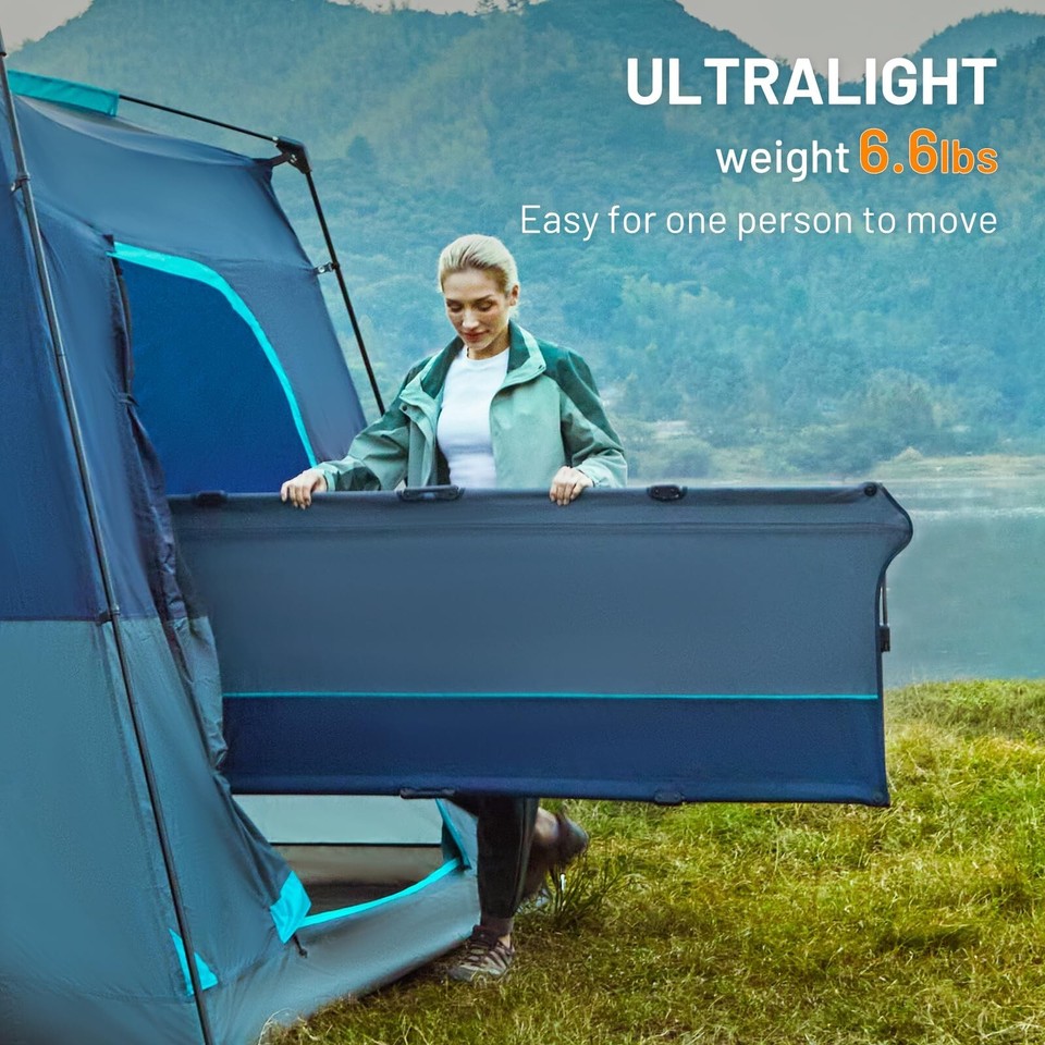 TIMBER RIDGE Lightweight Aluminum Camping Cot, 20-Second Quick Set-Up ...