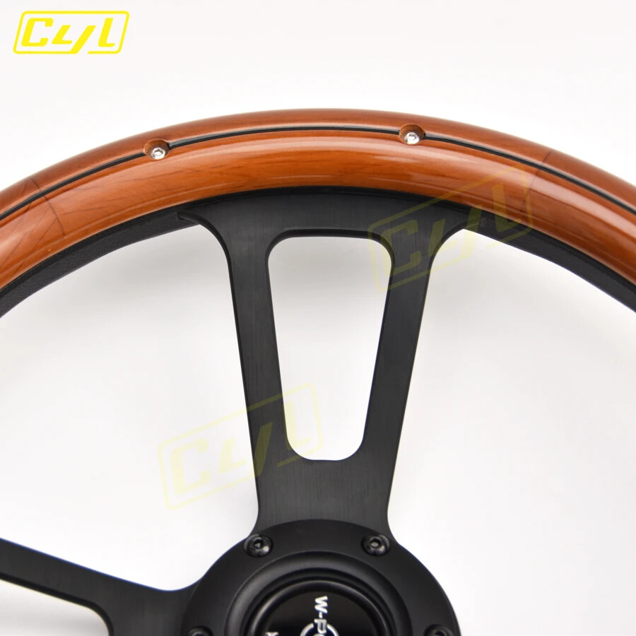 Classic Wood Steering Wheel 14inch Universal Modified Solid Wood ...