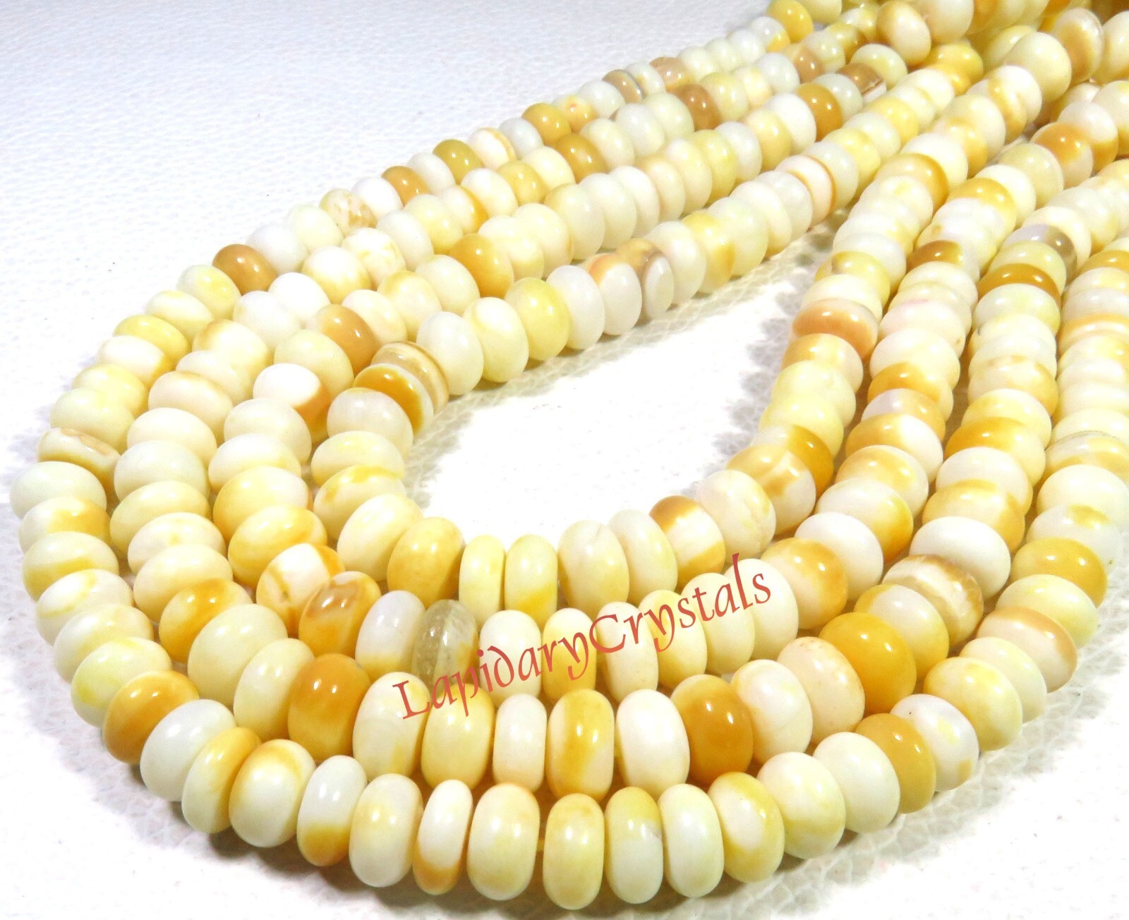 Yellow Mustard Shaded Opal Briolette Smooth Rondelle Gemstone Beads DIY ...