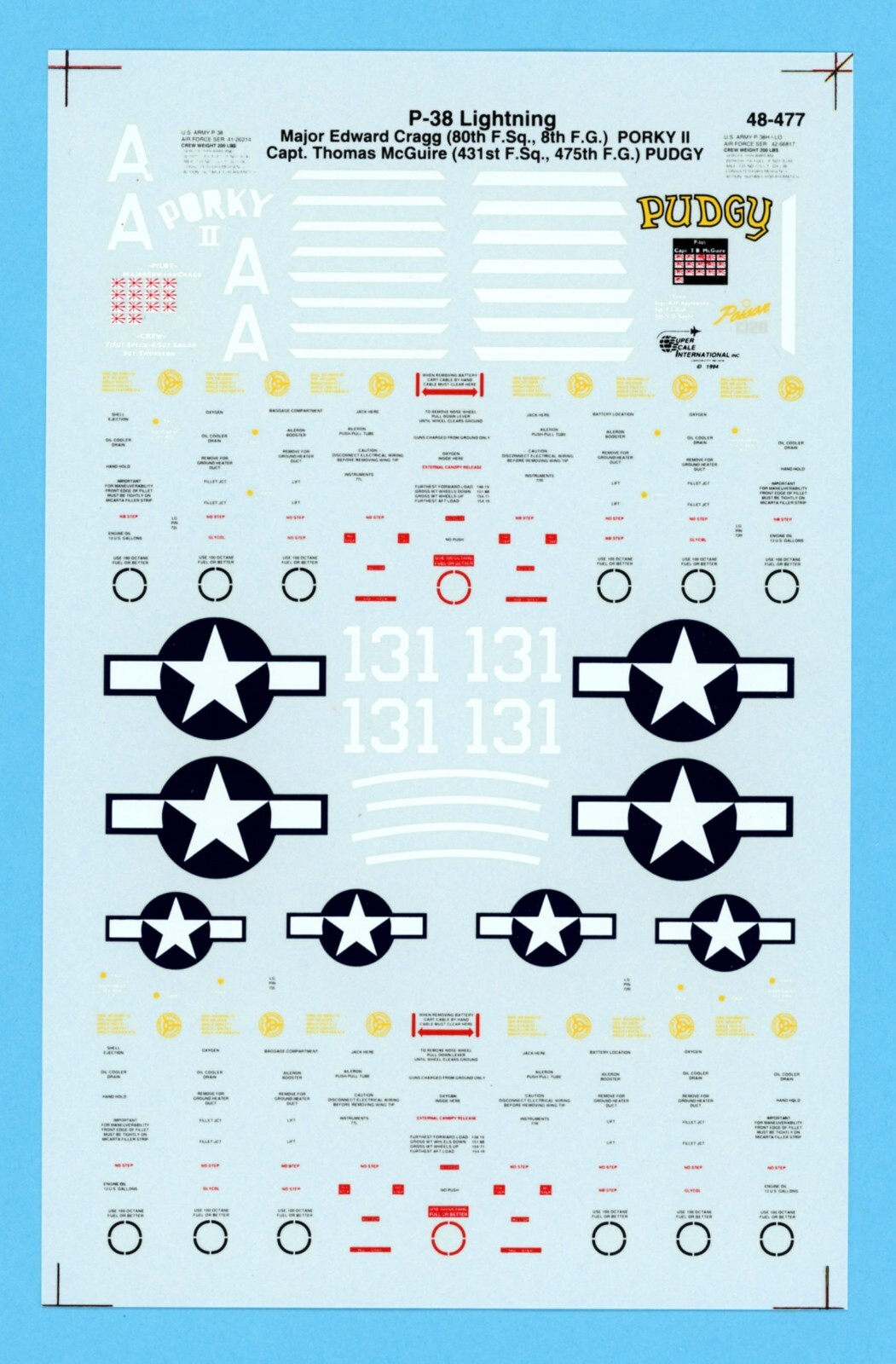 Super Scale 48-0477 - P-38F/H Lightnings, Flawed Decal Sheet, 1/48 ...