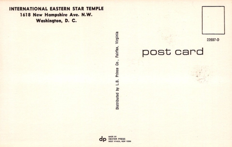 Washington D.C. International Eastern Star Temple Postcard | eBay