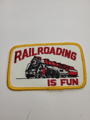Vintage "Railroading is Fun" Trains Railroad Patch White & Red Iron On ...