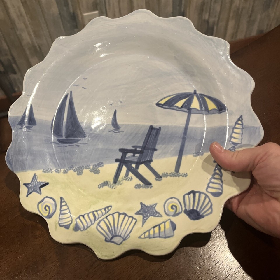Shard Pottery Maine Seashore Summertide Shells Beach Chair 11.5 ...