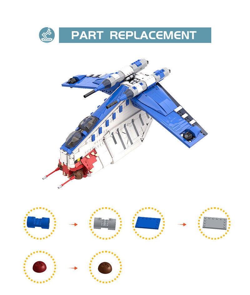 Gunship LAAT Muunilinst 10 MOC Model Building Blocks Set Starship ...