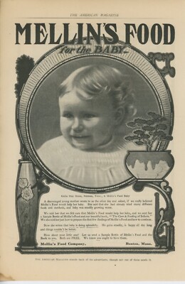 1907 Mellins Baby Food Vintage Ad Arts & Crafts Design Graphics Idella ...