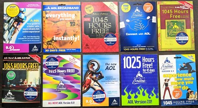 Lot of 10 America Online Collectible Discs, Vintage AOL CDs, Free ...