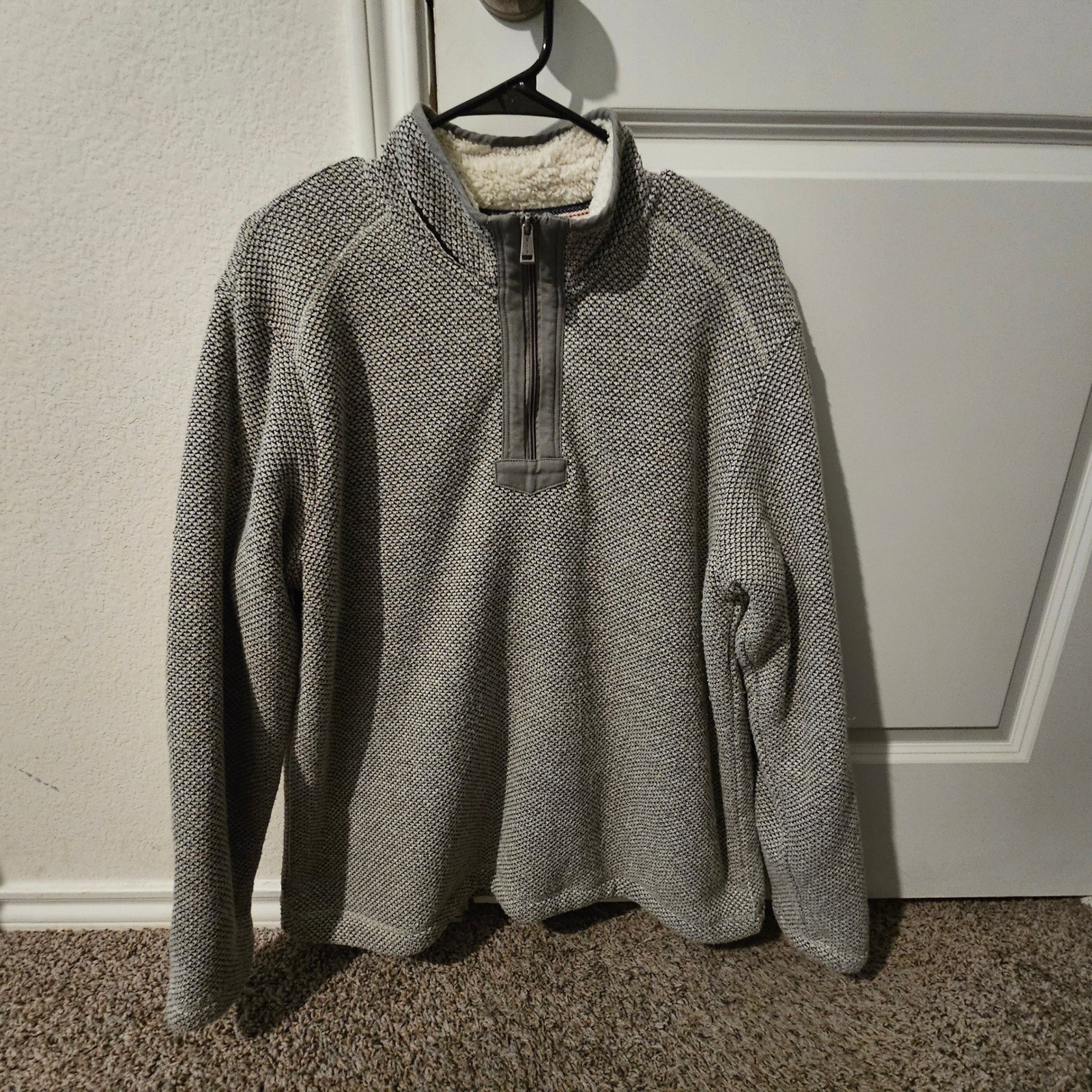 Orvis Classic Collection Men's Gray Textured 1/4 Zip Sherpa Lined ...