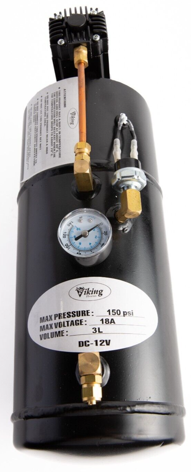 AIR TANK & COMPRESSOR KIT 1G 150 PSI FOR TRAIN HORNS CARS/TRUCKS VIKING ...