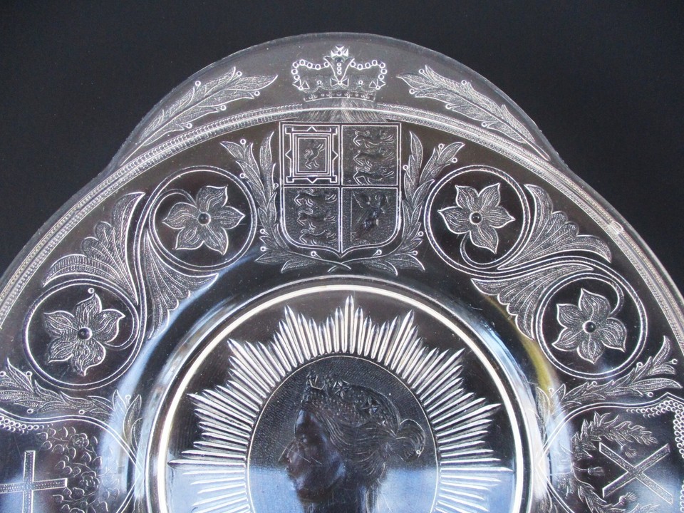 Antique Victorian Queen Victoria Glass Platter Plate 19th Century | eBay