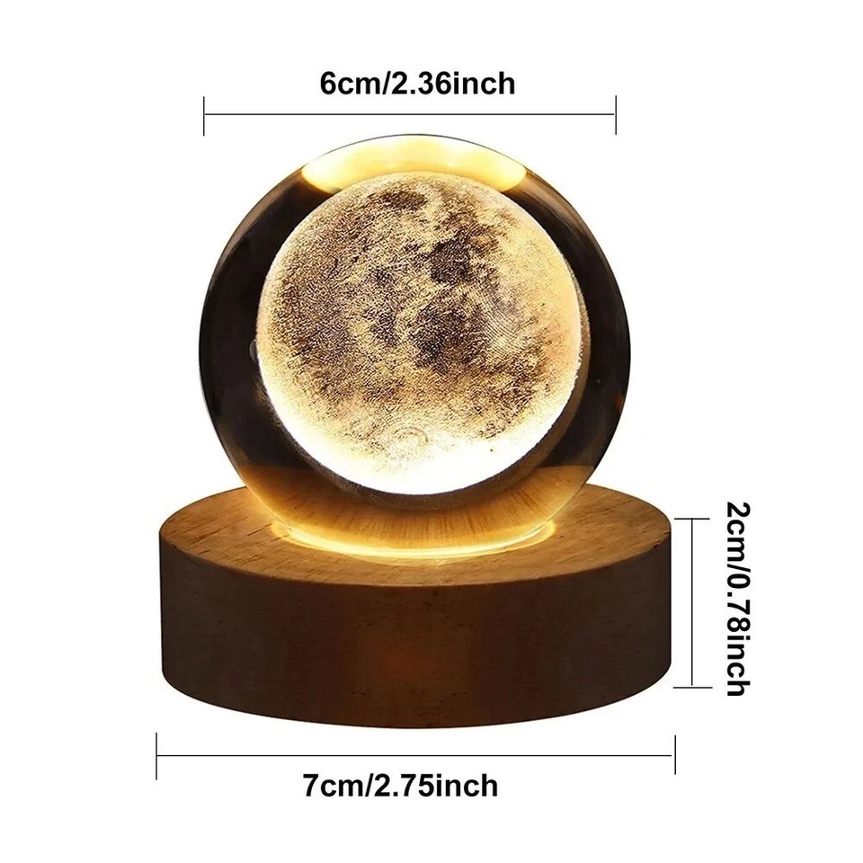Unique 3D Crystal Ball Lamp with Galaxy and Planetary Projections USB ...