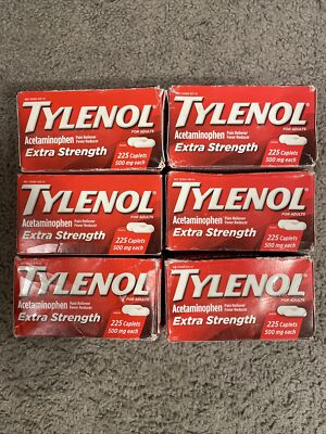 A 6 Boxes Tylenol 500mg Extra Strength Pain Relief - 225 Caplets New ...