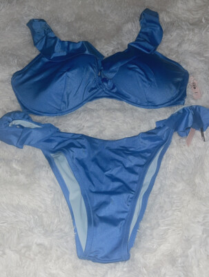 Victoria Secret Bikini Ruffle Top 38DD and Ruffle Bottom XL | eBay