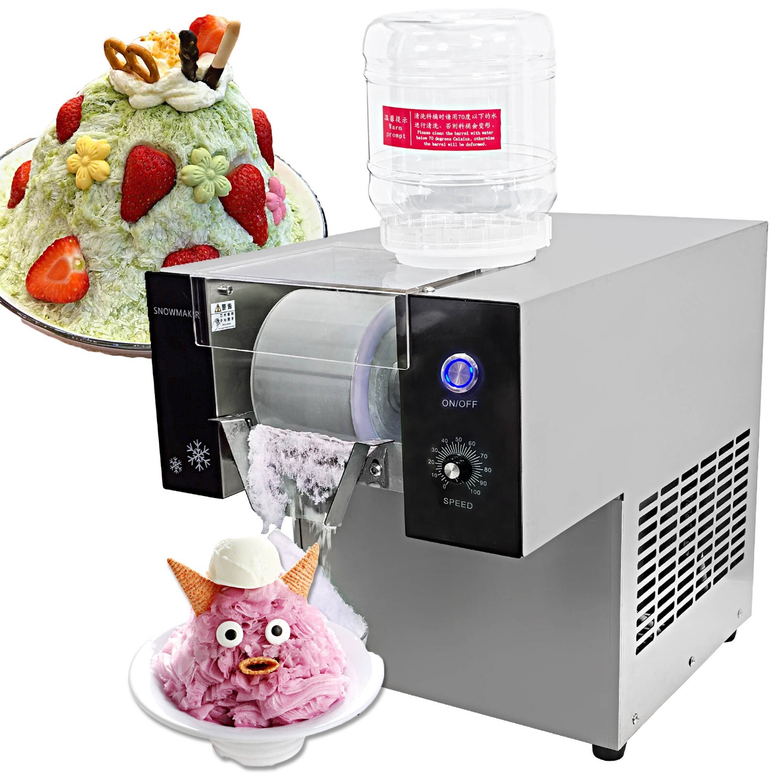 Wixkix 80KG/24H Snowflake Ice Machine Ice Shaver Snow Cone Shaver Maker ...