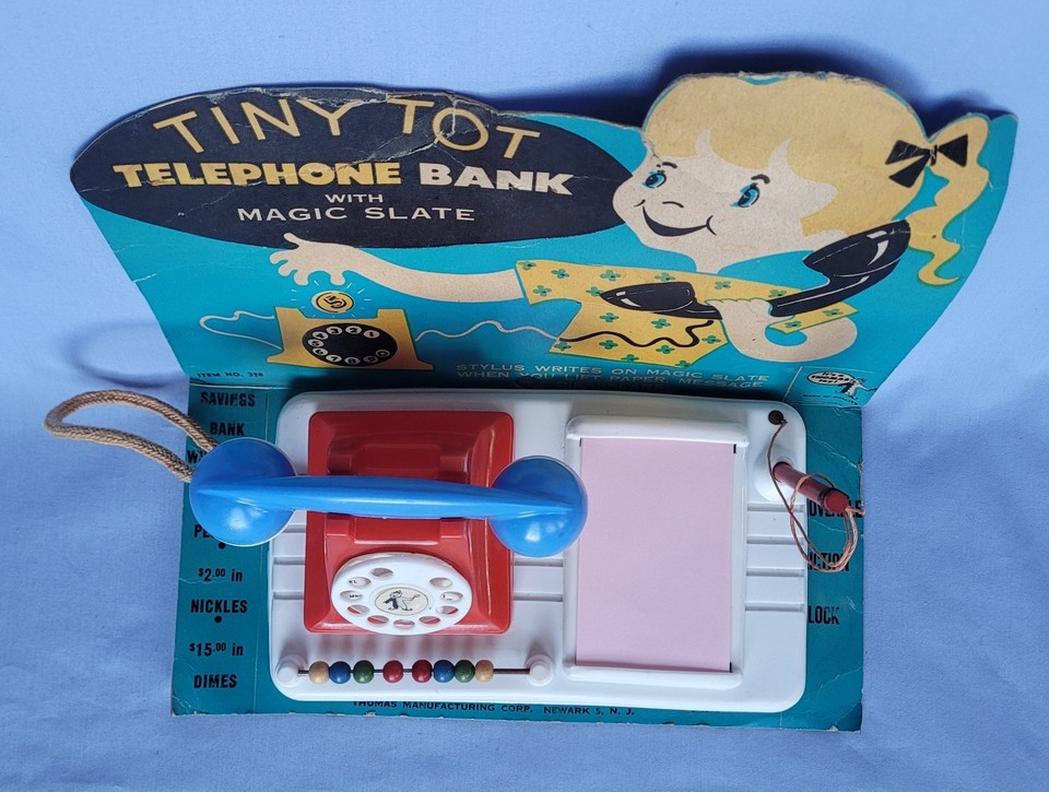 1960s Tiny Tot Telephone Bank On Card Dime Store New Old Store Stock | eBay
