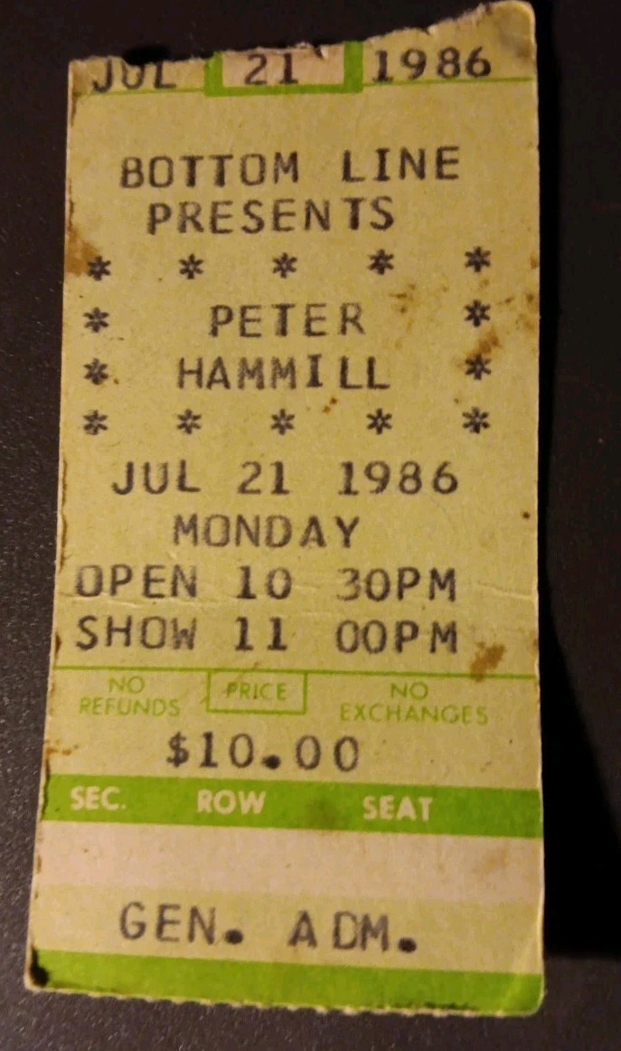 Peter Hammill Collection Of 4 Bottom Line NYC tickets/stubs | eBay UK