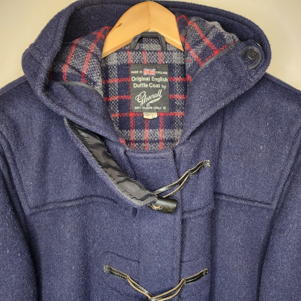 Gloverall Duffle Coat Toggle Wool Navy Blue Made In England Mens 42 | eBay