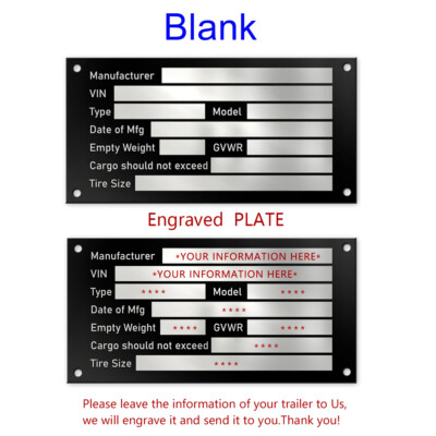 Custom Engraved Aluminium Plate 114mm x 57mm Identification Number ID ...