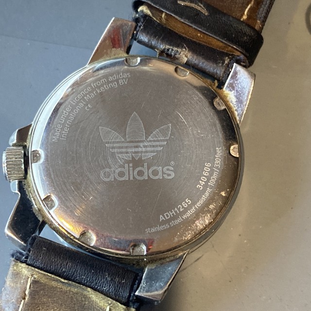 Mens Adidas Stainless Steel Watch ADH1254 Chrome Silver Black Face ...