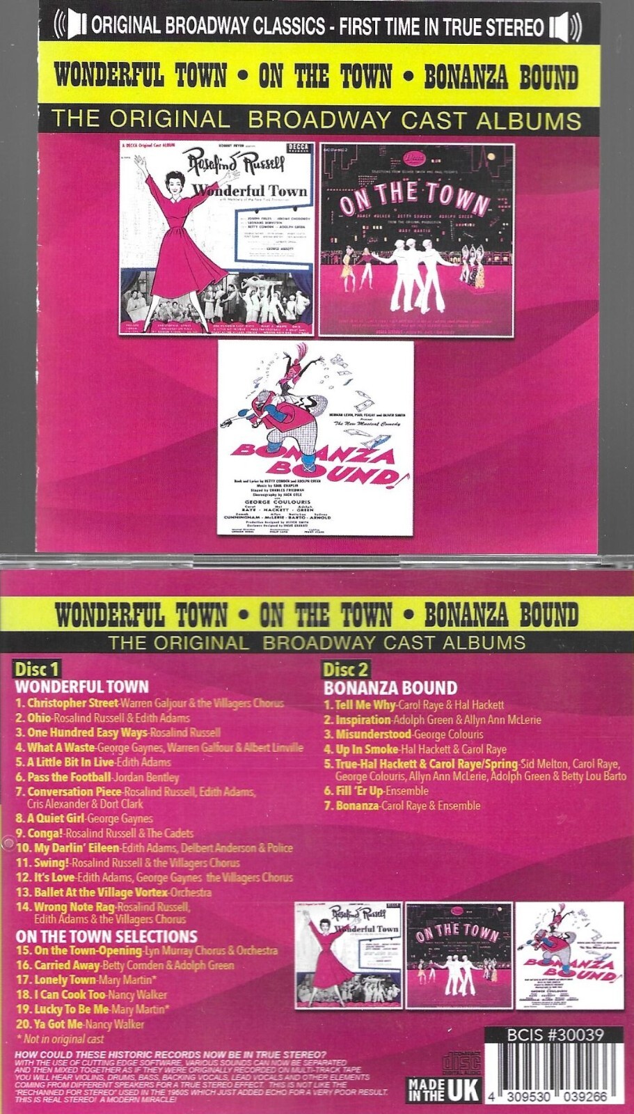 Wonderful Town (1953)/On The Town (1944)/Bonanza Bound (1947) by Wonderful Town (1953) / on the ...