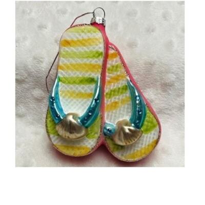 Seaside Glass Gallery Fantastic Flip Flops Glass Christmas Ornament ...